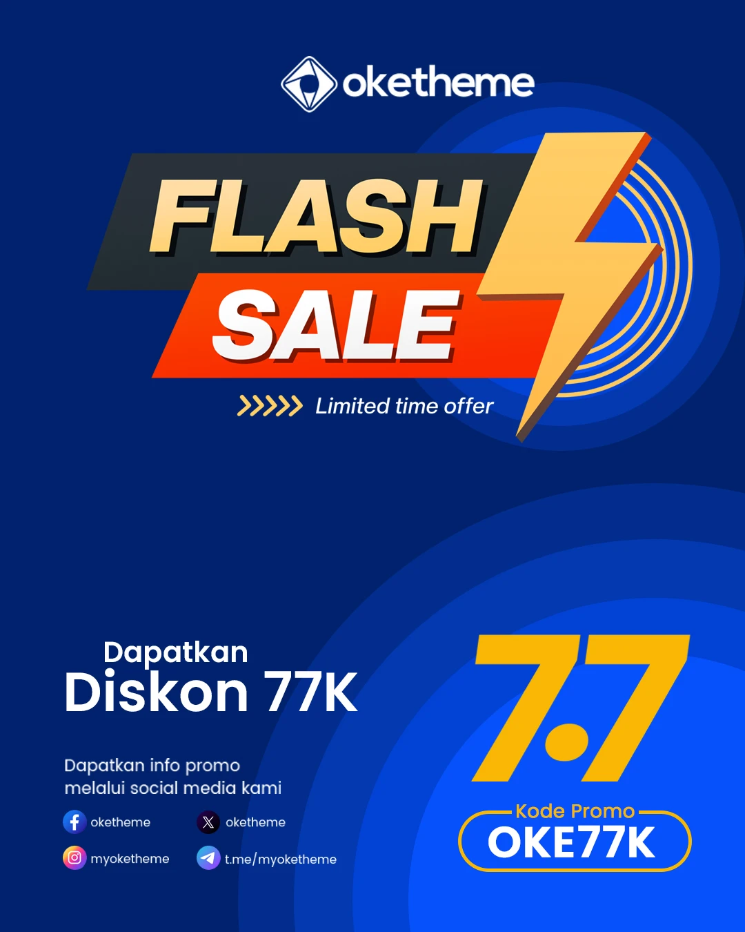 Flash Sale 7.7 Oketheme: Potongan Harga 77K Menunggumu! | OKETHEME